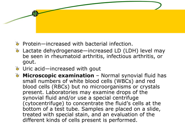 Synovial fluid analysis | PPT | Blood Disorders | Diseases and Conditions