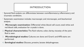 synovial fluid analysis.pptx synovial fluid analysis | PPTX