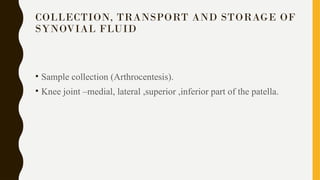 synovial fluid analysis (1) (1).pptx in various disorders | PPTX