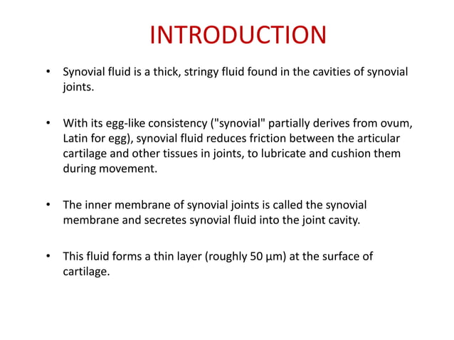 Synovial Fluid Composition a short lecture | PPT