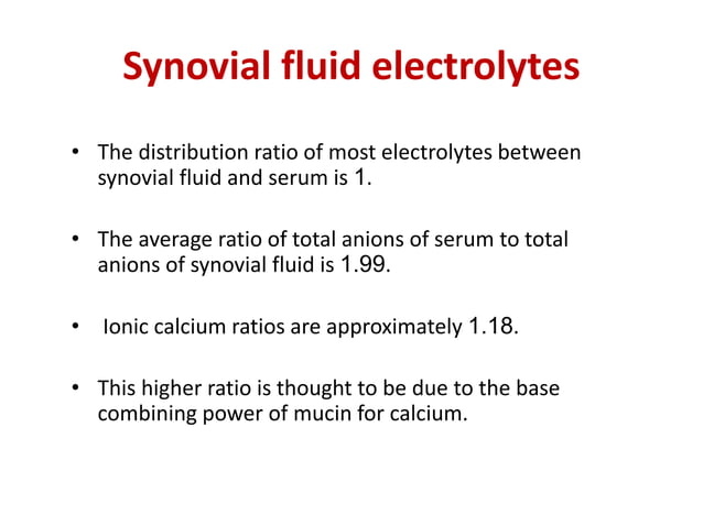 Synovial Fluid Composition a short lecture | PPT