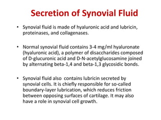 Synovial Fluid Composition a short lecture | PPT