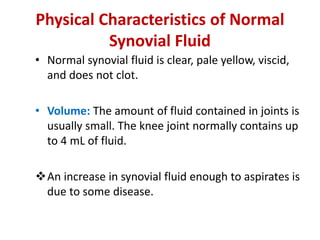 Synovial Fluid Composition a short lecture | PPT