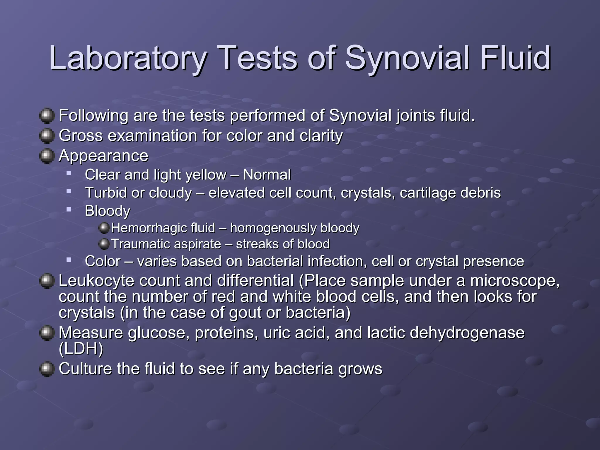 Synovial fluid examination | PPT