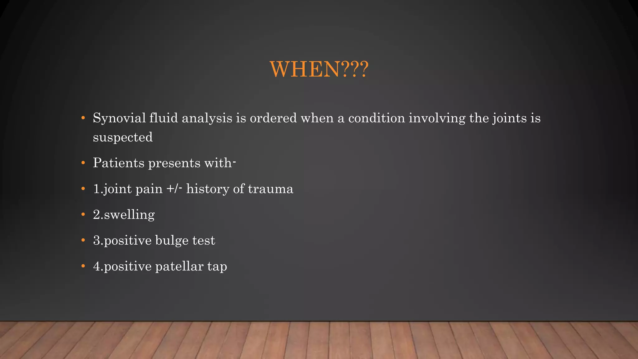 Synovial fluid examination | PPTX