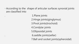 Classifiction ofSynovial joints | PPTX