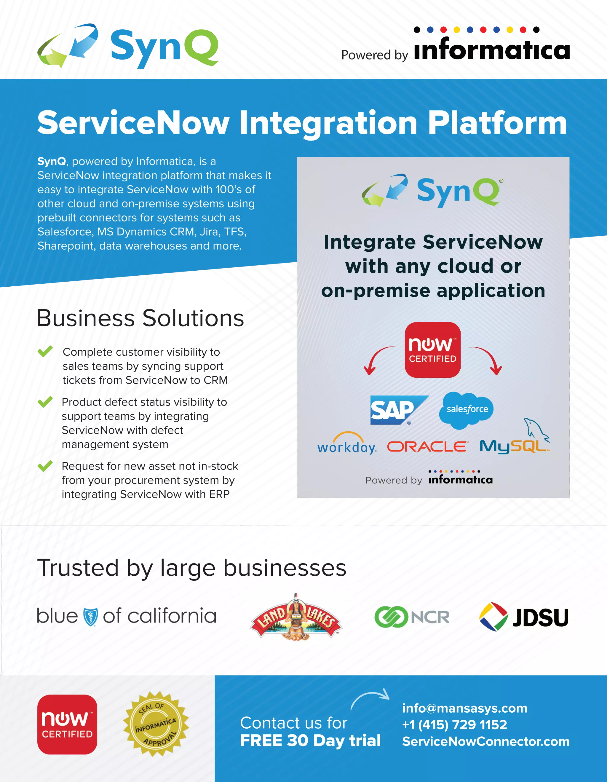 SynQ ServiceNow Integration Platform Datasheet | PDF