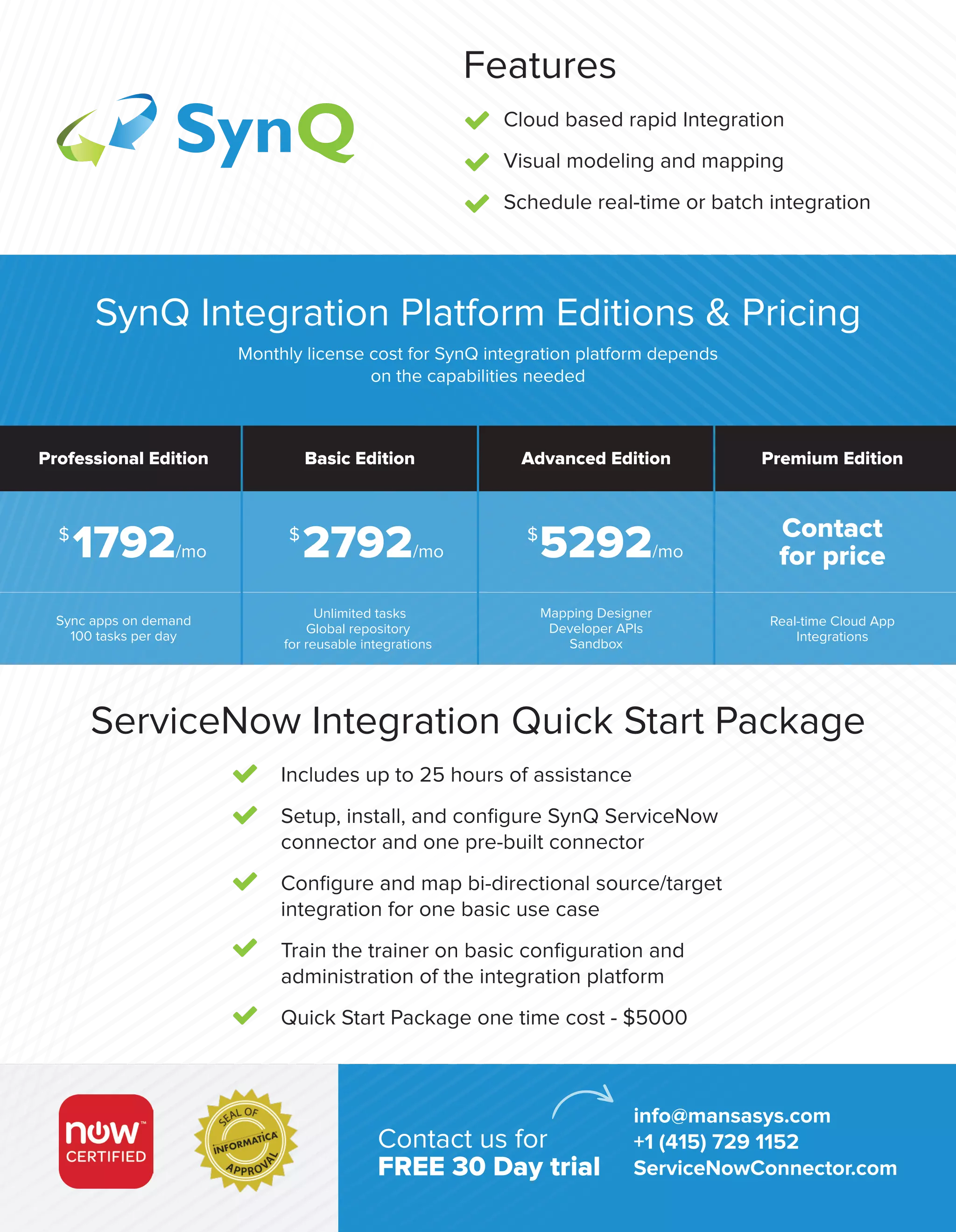 SynQ ServiceNow Integration Platform Datasheet | PDF