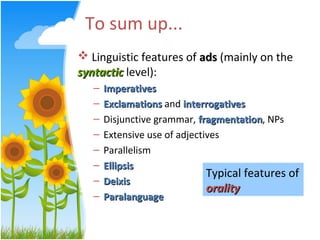 Syntactic analysis of advertising language | PPT