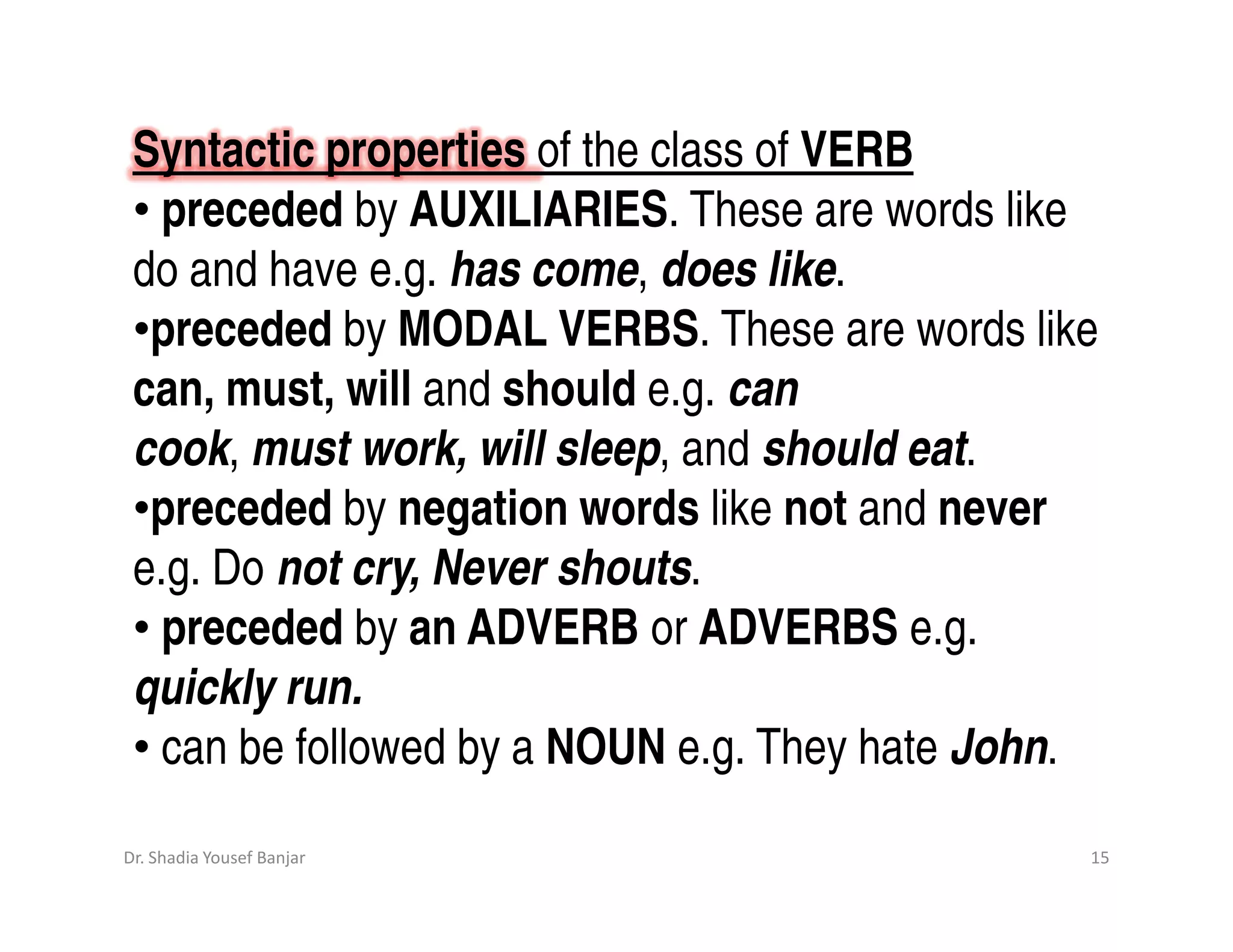 Syntactic categories, by dr. shadia yousef banjar.ppt [compatibility mode] | PDF