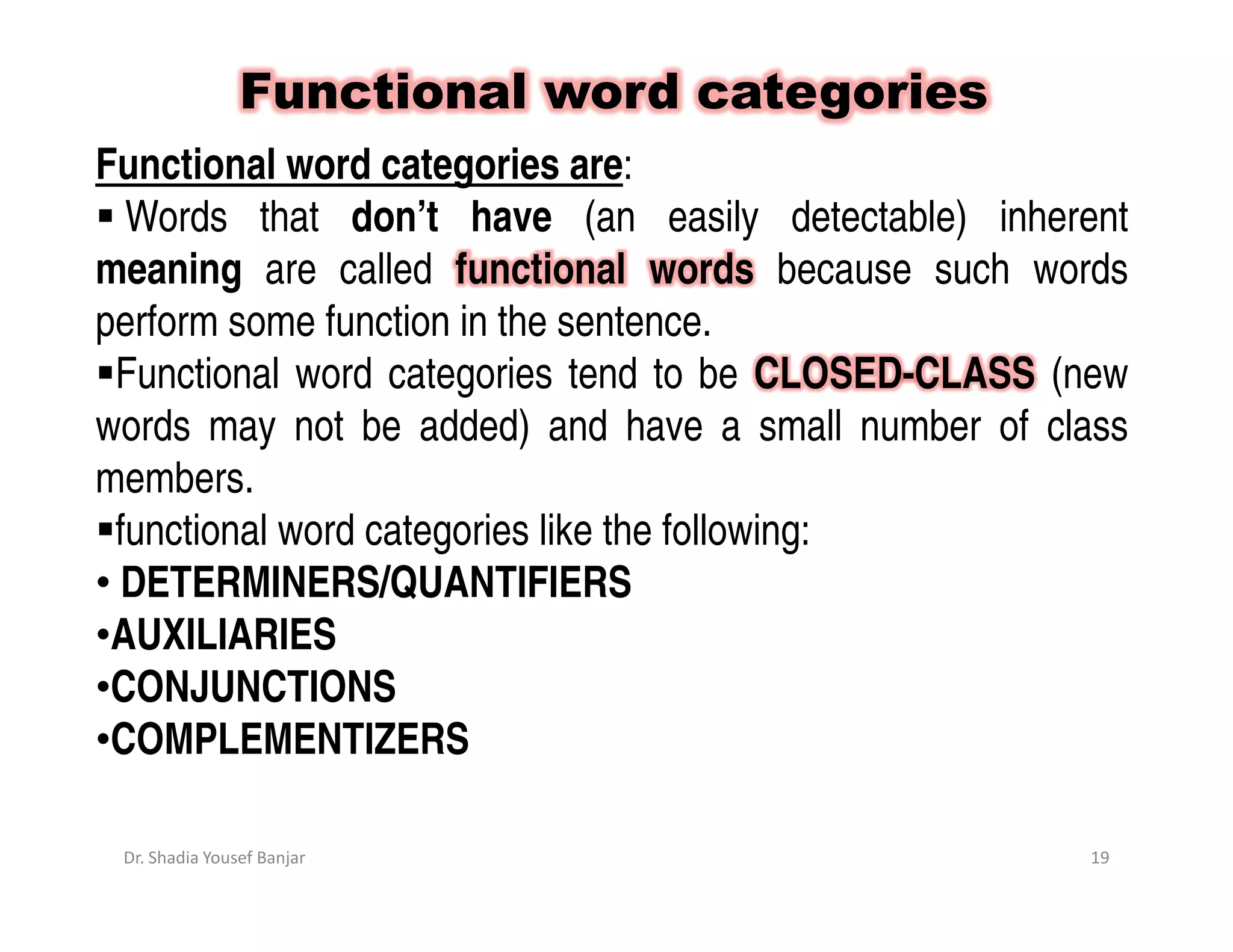 Syntactic categories, by dr. shadia yousef banjar.ppt [compatibility mode] | PDF