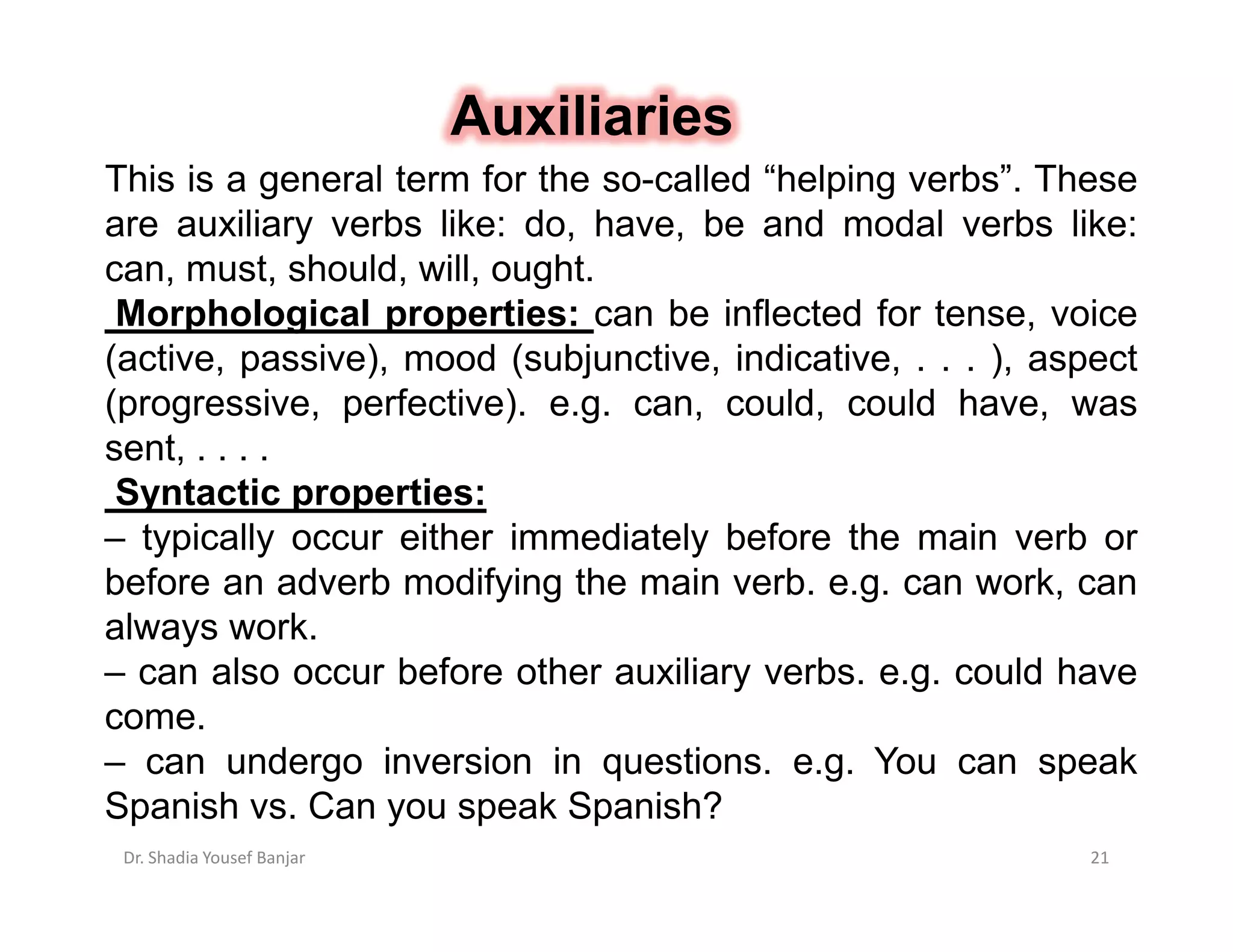 Syntactic categories, by dr. shadia yousef banjar.ppt [compatibility mode] | PDF
