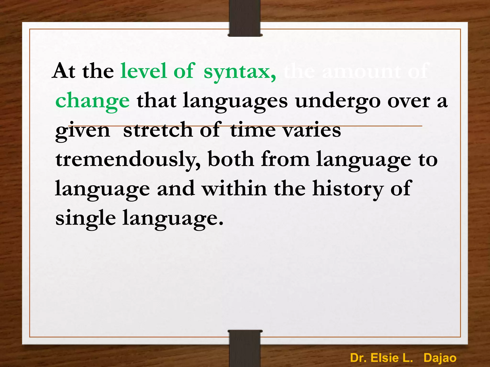 SYNTACTIC CHANGE Word OrderActivities.ppt
