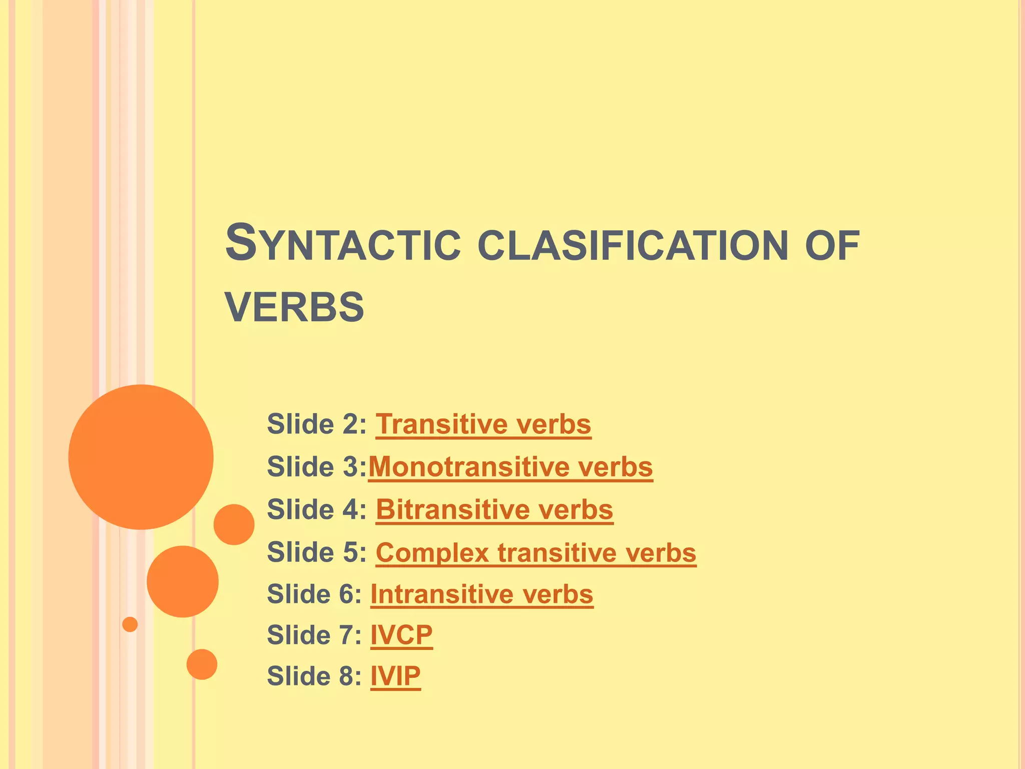 Syntactic clasification of verbs | PPTX