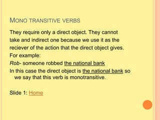 Syntactic clasification of verbs | PPT