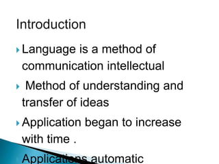 Syntactic parsing for arabic | PPTX | Programming Languages | Computing