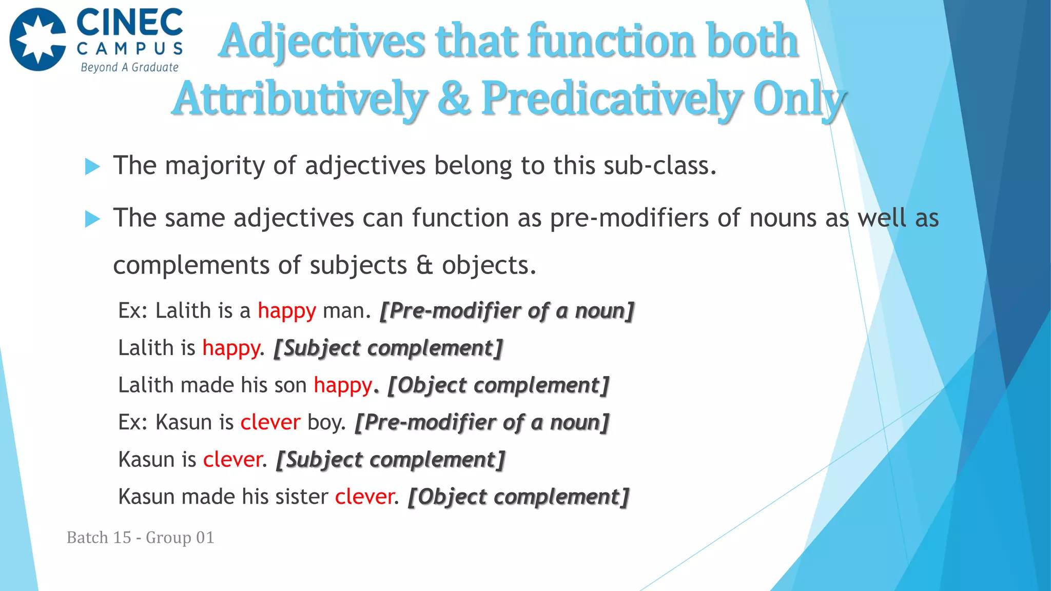 Syntactic Sub-Classification of Adjectives (Linguistics Presentation).pptx