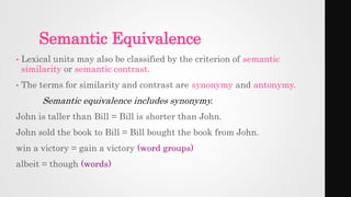 Word Meaning in Syntagmatics and Paradigmatics | PPTX