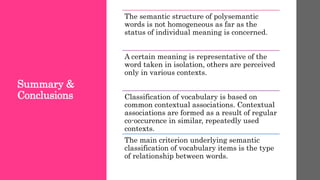 Word Meaning in Syntagmatics and Paradigmatics | PPTX