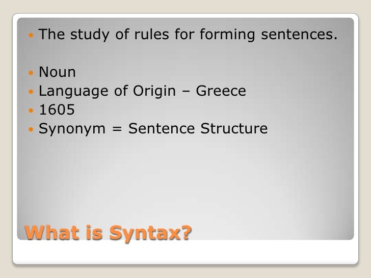 Syntax