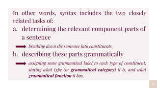 Syntax: grammar of clauses; higher constituents | PPTX