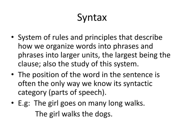 syntax definition in grammar - English language | PPT