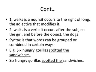 syntax definition in grammar - English language | PPT