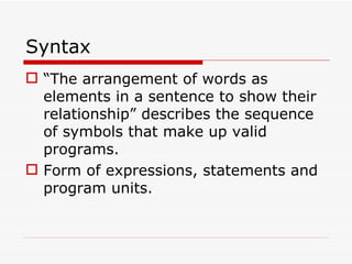 Syntax analysis | PPT