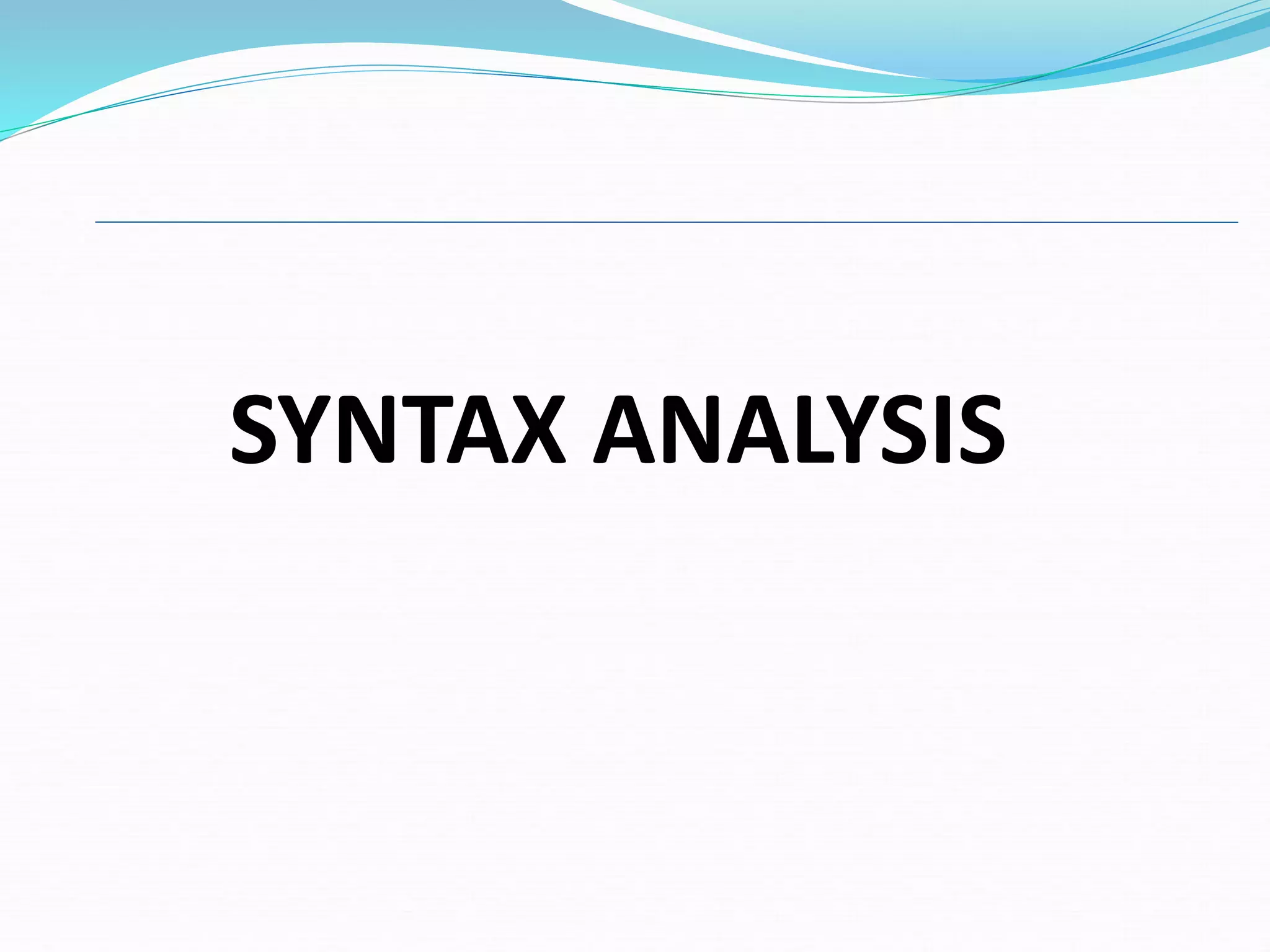 Syntax analysis | PPT