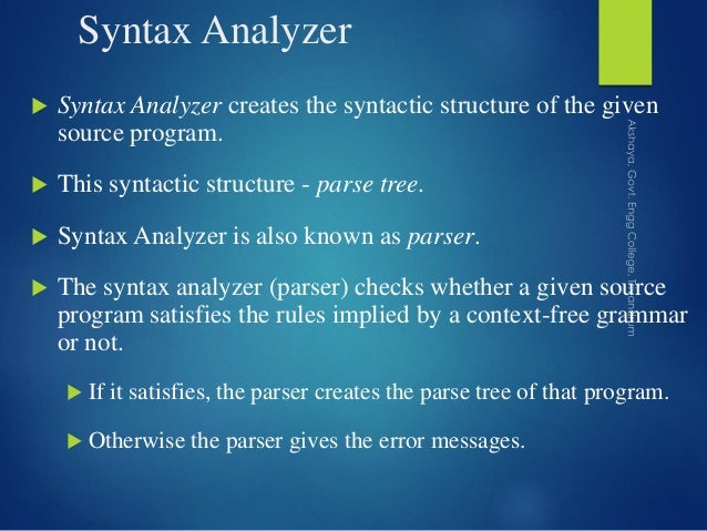 Syntax analysis