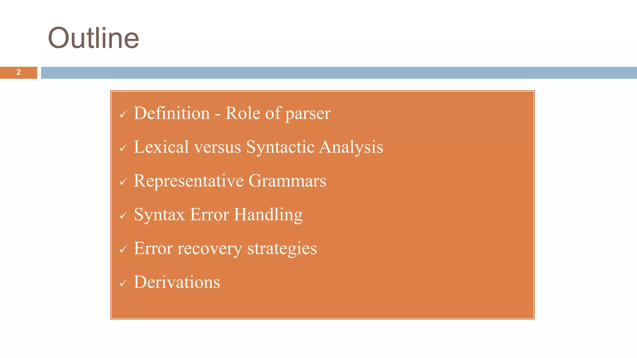 Syntax Analysis in Compiler Design | PPT