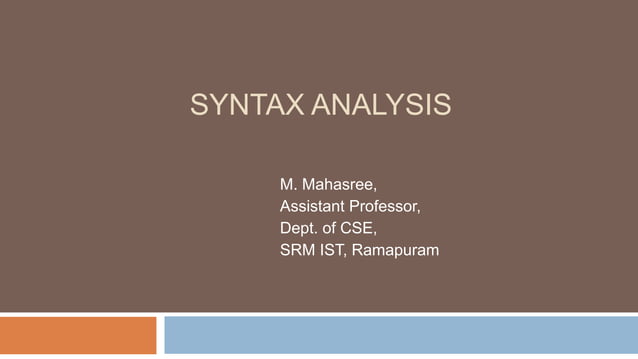 Syntax Analysis In Compiler Design Pptx Programming Languages Computing