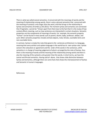 THE DIFFERENCES BETWEEN SYNTAX AND SEMANTICS | PDF