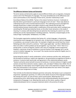 THE DIFFERENCES BETWEEN SYNTAX AND SEMANTICS | PDF