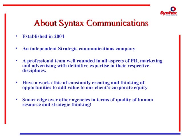 Syntax communications | PPT