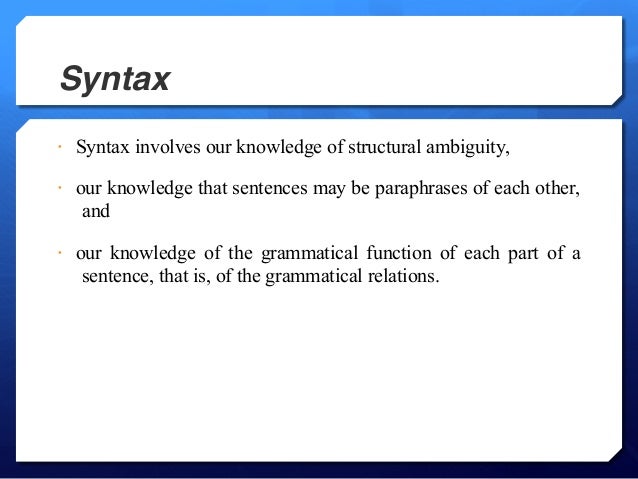 Syntax course