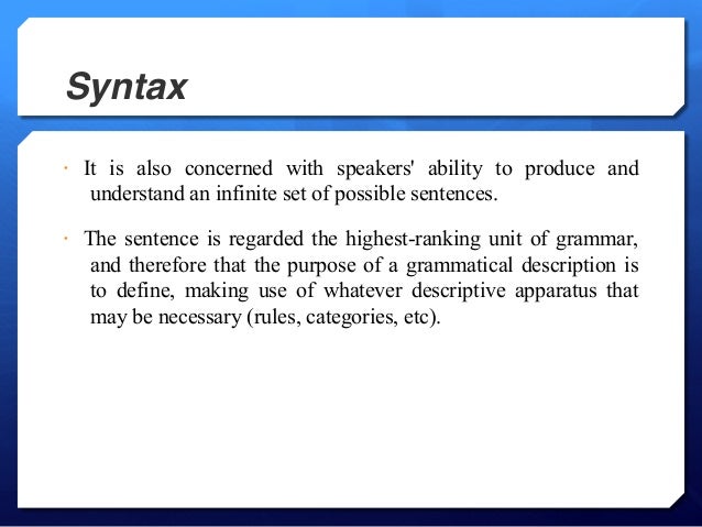 Syntax course