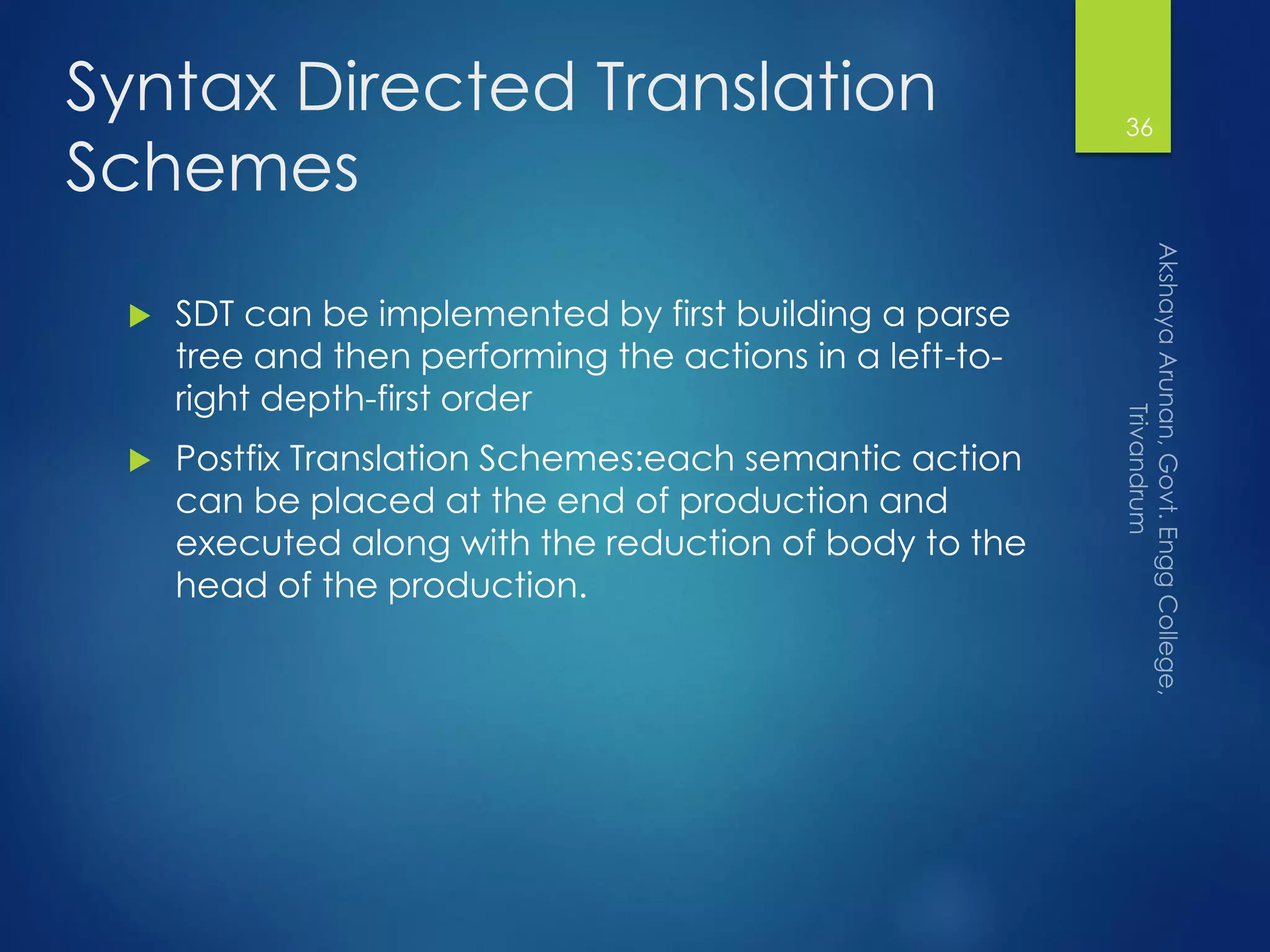 Syntax directed translation | PDF