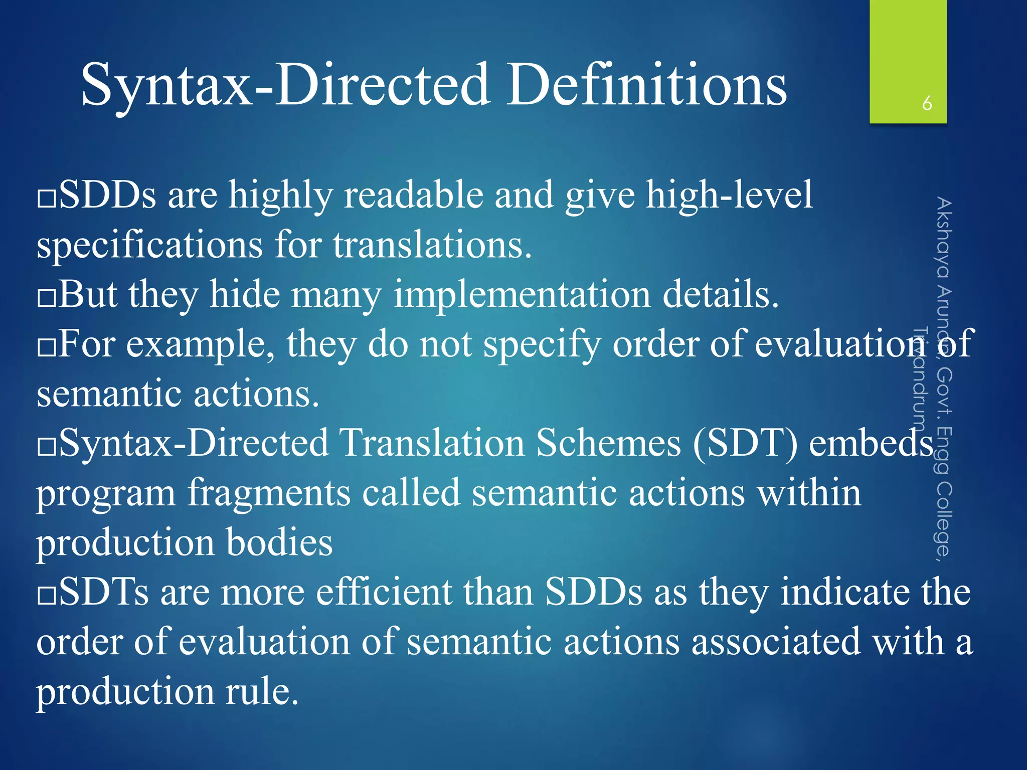 Syntax directed translation | PDF