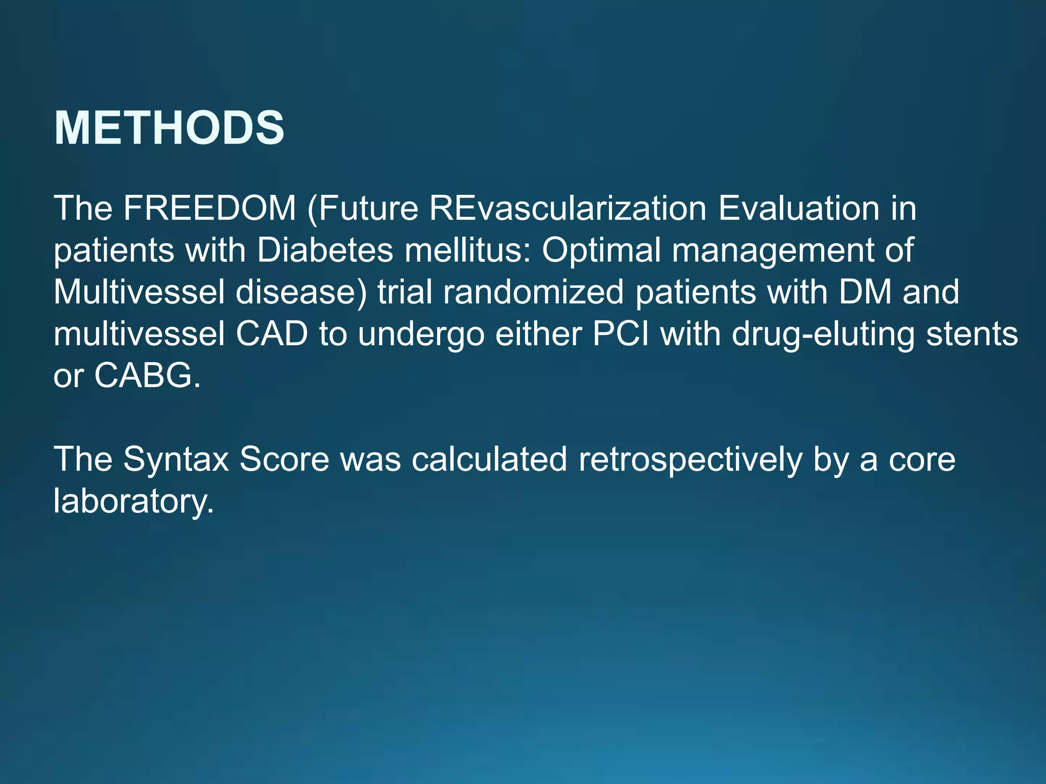 SYNTAX Score in Patients With Diabetes Undergoing Coronary ...