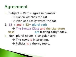 Syntax iv subject-verb agreement | PPTX