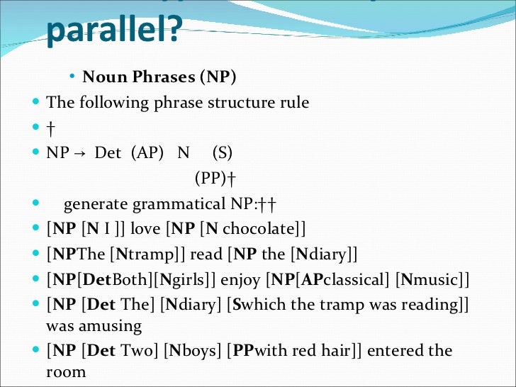 Syntax 334 lecture 4 Noun phrases