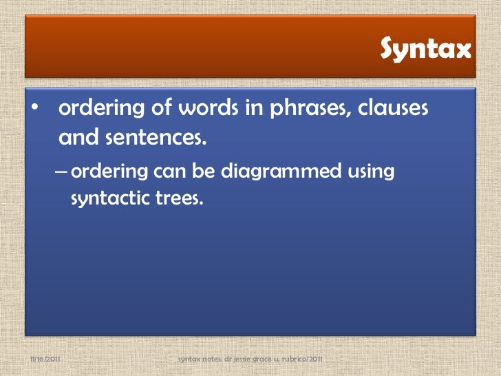 Syntax Notes