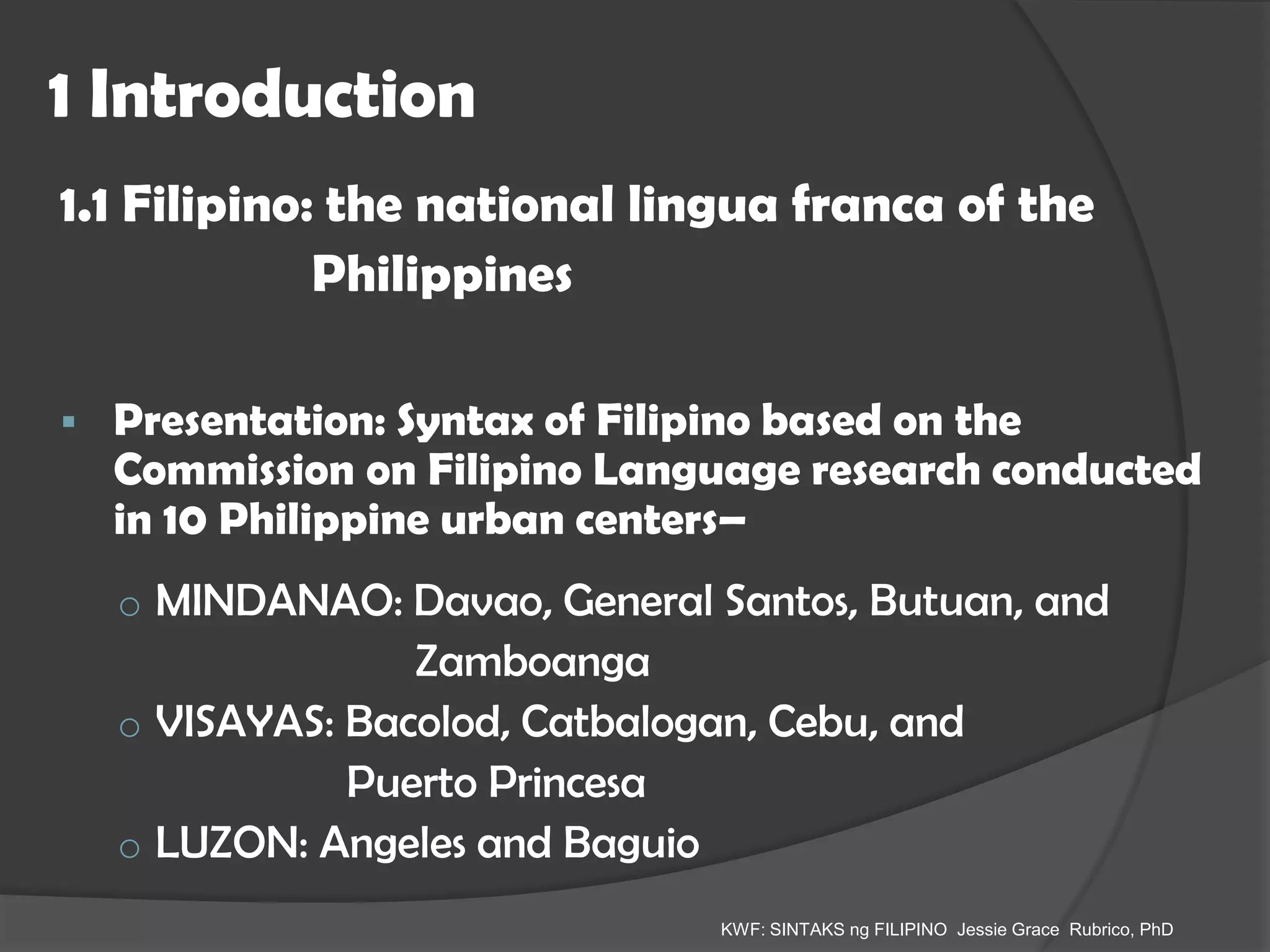 Syntax of filipino as lingua franca part1 | PDF