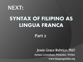 Syntax of filipino as lingua franca part1 | PDF