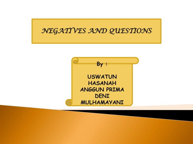 Negatives and Questions | PPT