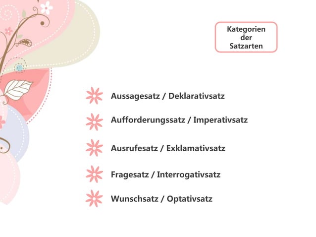 Satzarten (Sentence types - German Language) | PPTX