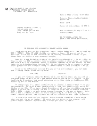 Syntax security systems trust irs confirmation | PDF