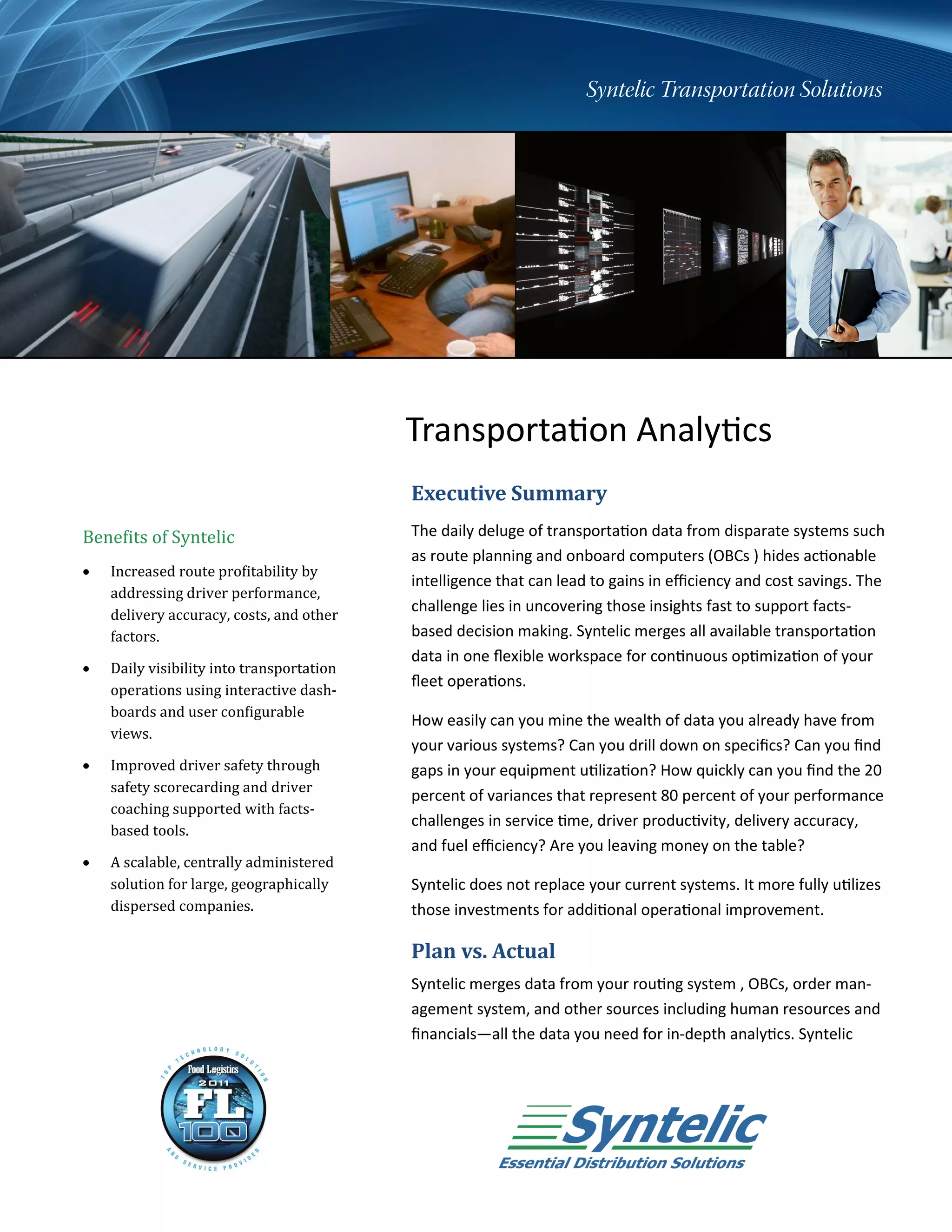 Syntelic Transportation Analytics | PDF