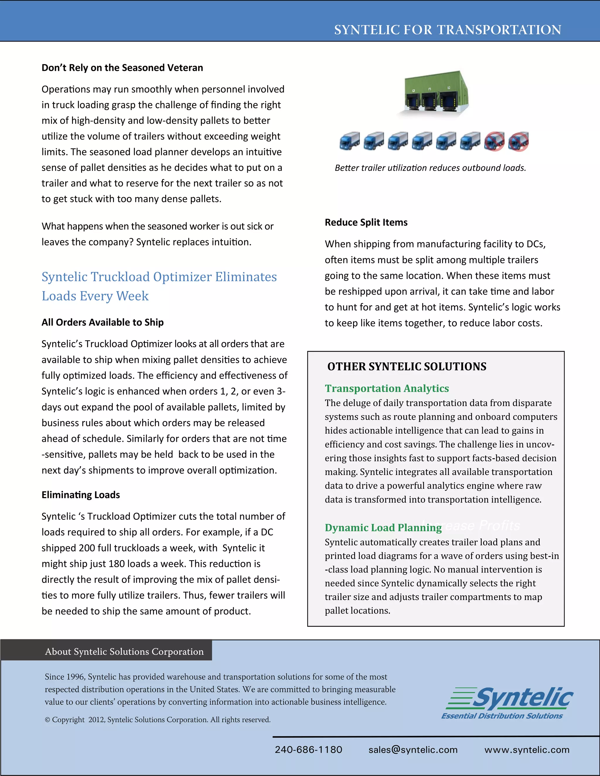 Syntelic Truckload Optimizer | PDF